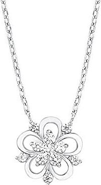 Amor collier avec pendentif en argent sterling 925 dames, avec zirconia synth., 42+3 cm, argent, fleur, Livré dans une boîte cadeau de bijoux