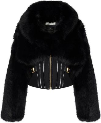 Elisabetta Franchi Damen, Jacken, Schwarzk, MGr&ouml;&szlig;e