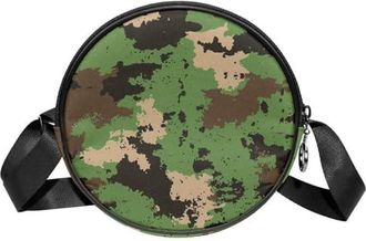 Generic Sac &agrave; bandouli&egrave;re Circle pour femme, petit sac &agrave; bandouli&egrave;re camouflage avec fermeture &eacute;clair, bretelles r&eacute;glables, sac &agrave; main rond d&eacute;contract&eacute; pour f