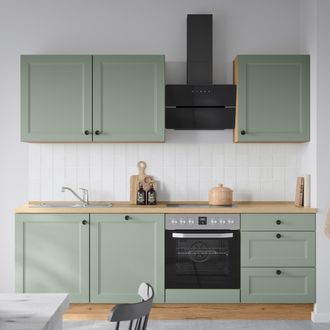 Nobilia home24 K&uuml;chenzeile High-Line Cascada Variante C 240cm Ausrichtung rechts Gr&uuml;n/Mintgr&uuml;n ohne Elektroger&auml;te