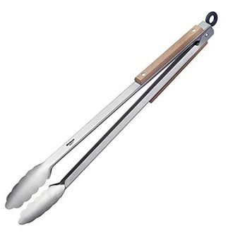 Westmark Pince &agrave; Grillade + Pince &agrave; servir, avec Manches en acier inoxydable et &eacute;l&eacute;ments en Bois sur les poign&eacute;es, Longueur : 44 cm, Acier inoxydable/bois, Cla