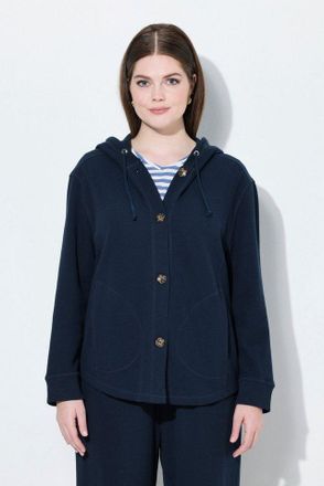 Ulla Popken Sweatjacke Sweatjacke Waffelstruktur Kapuze Biobaumwolle
