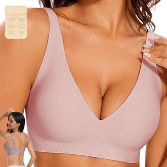 Generic Soutien-gorge confortable sans fil pour femme, avec boucle dextension, soutien-gorge push-up sans couture, ajustement confortable, rose, 3XL