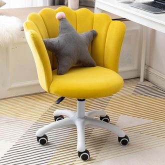 Generic Samt-Schreibtischstuhl Mit Muschelr&uuml;cken - Verstellbarer Drehstuhl for Das Heimb&uuml;ro Oder Den Schminktisch(/Yellow a)