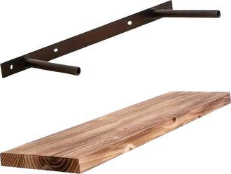 Generic Rustikales schwebendes Regal aus Massivholz, 40 x 15 x 2 cm, Wandregal f&uuml;r B&uuml;cher, Rahmen, Pflanzen und Ornamente f&uuml;r Wohnzimmer, Flur, Badezimmer ode