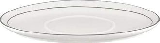 Ambition Unterteller f&uuml;r Sauciere wei&szlig; mit Silberstreifen Porzellan Teller gro&szlig; Untertasse Aura Silver 20,5 x 12,2 cm