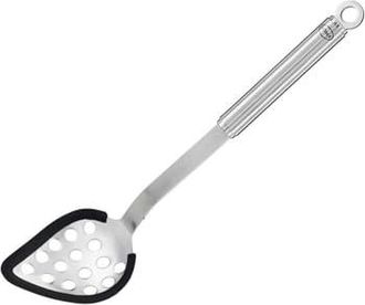 Rösle Cuillère Multifonction, Cuillère Universelle Haut de Gamme avec Bord en Silicone et Manche Rond, Acier Inoxydable 18/10, Passe au Lave-Vaisselle, Arge