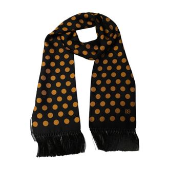 Dolce & Gabbana Foulard en soie &agrave; pois avec extr&eacute;mit&eacute;s frang&eacute;es - Homme - Accessoires - Multicolore - Taille: ONE Size
