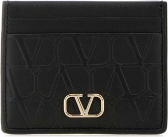 Valentino Garavani porte-cartes &agrave; d&eacute;tail VLogo - Noir