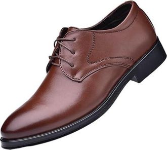 Generic Chaussures habillées Formelles for Hommes, Chaussures Derby à Lacets et Bout Rond en Cuir PU, Semelles en Caoutchouc antidérapantes, Chaussures Basses