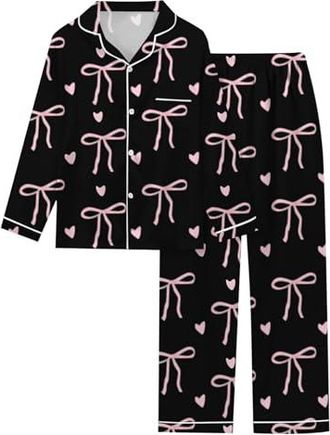 Generic Ensemble de pyjama &agrave; manches longues pour femme Cadeau de Saint-Valentin 2026, Noir, 3XL