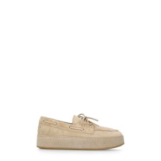 Hogan Femme, Chaussures, Beige, Taille: 40 EU Mocassins en daim beige avec semelle en caoutchouc