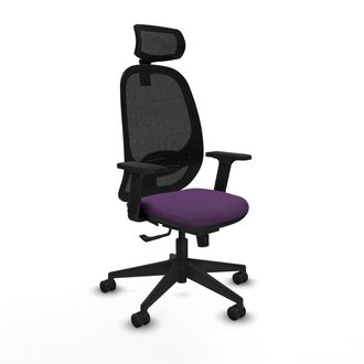 Piqueras y Crespo Cilanco B&uuml;rostuhl aus Stoff mit 2D-Armen, h&ouml;henverstellbare Lendenwirbelst&uuml;tze und Kopfteil, h&ouml;henverstellbar und neigbar, Schwarz/Violett