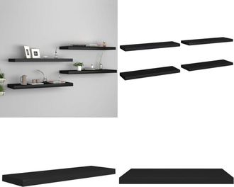 vidaXL Schweberegale 4 Stk. Schwarz 80x23,5x3,8 cm mdf - Schweberegale - Wandregale - Schwarze Möbel - Regal Schwarz - Wohnwandgestaltung - Home & Living