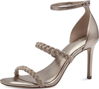 Tamaris Damen Sandalen mit Absatz Vegan Stilettoabsatz Sommer; LIGHT GOLD/metallic; 40