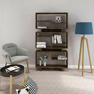 Homemania Bücherregal, violett, mit Regalböden, für Büro, Wohnzimmer, Nüsse, Melaminharzbeschichtete Spanplatte, 90 x 22 x 163,2 cm, Melaminbeschichtete, braun,