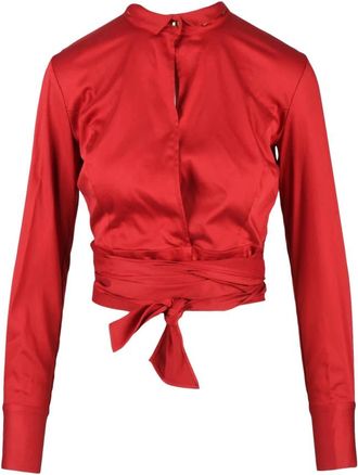 Elisabetta Franchi Femme, Blouses et Chemises, Rouge, Taille: 44 FR Camicia Corta