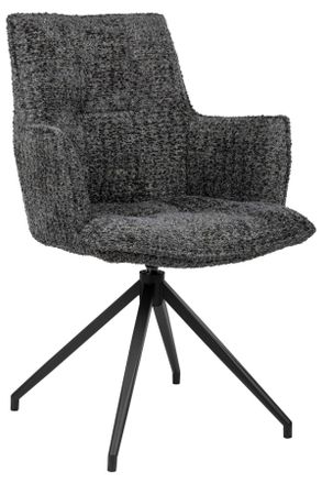 Novel Armlehnstuhl, Schwarz, Dunkelblau, Metall, Textil, Drehkreuz, 59x89.5x63 cm, Sitzfl&auml;che 360&deg; drehbar, automatische R&uuml;ckholfunktion, Esszimmer, St&uuml;hle,