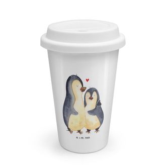 Mr. & Mrs. Panda To Go Becher Pinguine Einschlafen - Geschenk, Geschenk f&uuml;r Frauen, Thermobecher, Thermotasse, Coffee to go Becher, Kaffee to go