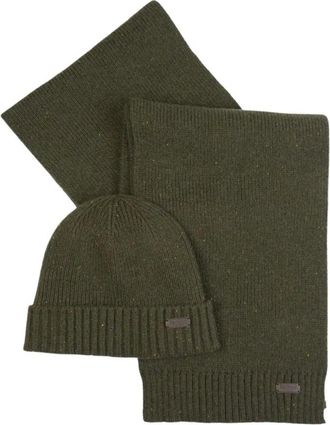 Barbour Homme, Accessoires, Vert, Taille: ONE Size Ensemble Bonnet & &Eacute;charpe Carlton Fleck