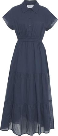 Kaos Kaos, Femme, Robes, Bleu, Taille: 42 FR Robe Chemise Bleue avec Jupe Superpos&eacute;e