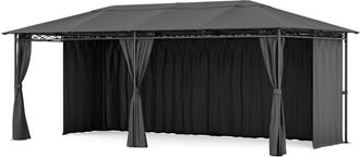 Blumfeldt Blumfeldt Mondo Tonnelle 3x6 Cadre Acier, avec Rideaux, R&eacute;sistant Intemp&eacute;ries, Tonnelle de Jardin Ext&eacute;rieur, Facile &agrave; Assembler, Gris Fonc&eacute;