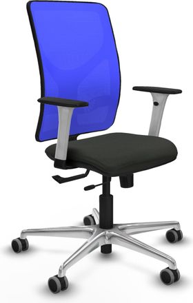 Piqueras y Crespo Stuhl Home Office mit wei&szlig;en und schwarzen Armlehnen, h&ouml;henverstellbare Lendenwirbelst&uuml;tze, ausgestattet mit Syncro/Traslack und Schneideschaum, Blau/