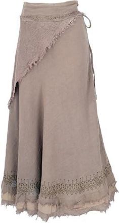 Guru Shop Jupe portefeuille naturelle Goa hippie, jupe médiévale pour femme, beige, coton, taille : taille unique, Marron/imprimé, taille unique