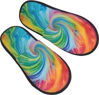 Generic Art Abstrait Tie-Dye Coloré Pantoufle Doux Pantoufles Automne Chausson Pour Unisex Homme Intérieur L