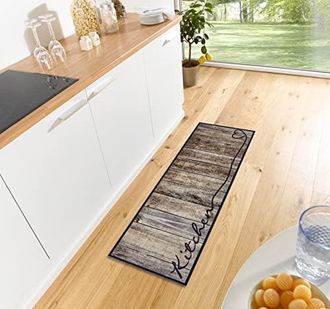 Hanse Home Zala Living Cook & Clean Läufer - rutschfest Teppichläufer Flachgewebe Kurzflor Teppich Küchenteppich Waschbar Küchenläufer Kitchen für Flur, Küche, W