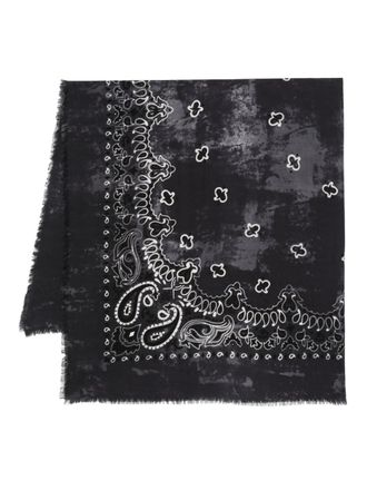 Destin foulard bandana à franges et motif cachemire - Noir