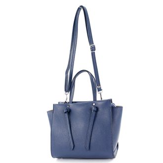 modamoda.de T219 Damen Leder Henkeltasche Handtasche Schultertasche handmade in Italy, Farbe:Saphirblau
