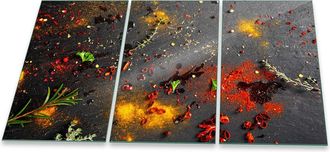 Decorwelt Herdabdeckplatte Abdeckung Ceranfeld Abdeckplatte Schneidebrett 3-Teilig 90x52 Gewürze Mehrfarbig Spritzschutz Glasplatte Ceranfeldabdeckung Schutz He