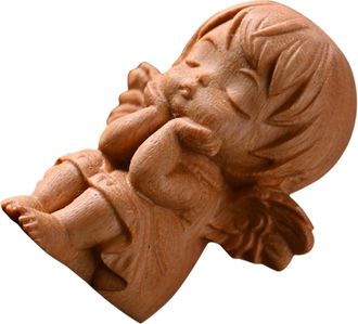 BESTONZON Schutzengel Holzschnitzerei Mit Fl&uuml;geln Als Heimdeko Und Religi&ouml;ses Ornament Miniatur Schutzfigur Aus Holz F&uuml;r Wohnzimmer Und Garten