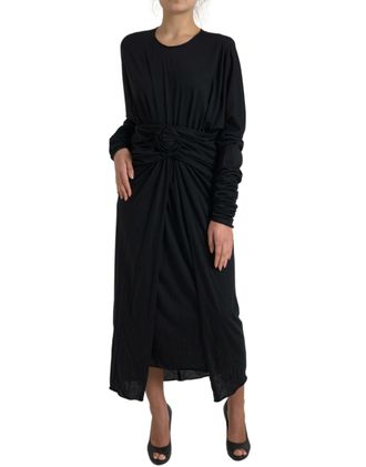 Dolce & Gabbana Womens Wool Wrap Dress Black