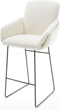 DELIFE Barstuhl Luan-Flex Boucl&eacute; Soft Beige Kufengestell Metall Schwarz, Barst&uuml;hle