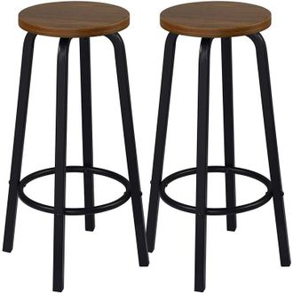 Woltu Woltu - Lot de 2 Tabourets de Bar Bistrot Si&egrave;ge en mdf - Structure en m&eacute;tal - Tabouret de cuisine - 30 x 30 x 72 cm - H&ecirc;tre Fonc&eacute;