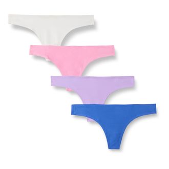 Amazon Essentials Damen Nahtlose Atmungsaktive Unterwäsche Für Damen Tanga, Gebondeter Stretch, 4er-Pack, Blassblau, 38