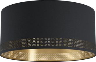 Eglo Deckenlampe Esteperra, 1 flammige Deckenleuchte Vintage, Retro, Wohnzimmerlampe aus Stahl und Textil in Schwarz, Gold, Küchenlampe, Flurlampe Decke mi
