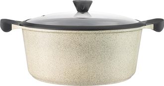 Laguiole Kasserolle Modell Jade, 32 cm aus Aluminium mit Antihaft-Keramikbeschichtung, Glasdeckel, kompatibel mit allen Wärmequellen, Fassungsvermögen 10,4 l, 