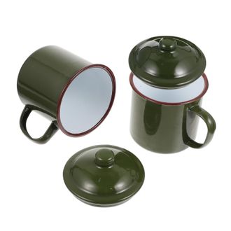 Cabilock Retro Emaille Teetassen 2 St&uuml;ck Aus Emaille Mit Deckel Hitzebest&auml;ndig Vintage Kaffeebecher F&uuml;r Zuhause Und B&uuml;ro