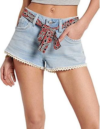 Superdry Lace Hot Short, Lighter Indigo Vintage, 24W régulier Femme