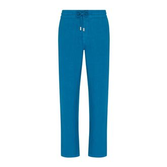 Vilebrequin Homme, Pantalons, Bleu, Taille: S Pantalon en Lin Coupe Droite Uni