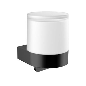 Emco Flow Fl&uuml;ssigseifenspender Wandseifenspender f&uuml;rs Bad, Kristallglas satiniert, Schwarz, Chrom, Seifenspender zur Wandmontage, zum Schrauben, 102 x 102 