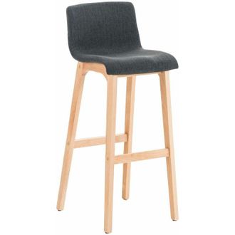 Clp Tabouret de bar Hover Assise en Tissu pieds Bois Nature Gris fonc&eacute;