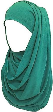 Lina & Lily &Eacute;charpe Hijab pour Femme Musulmane, Foulard Tissu Opaque et L&eacute;ger en Cr&ecirc;pe Bubble (Vert Jade)