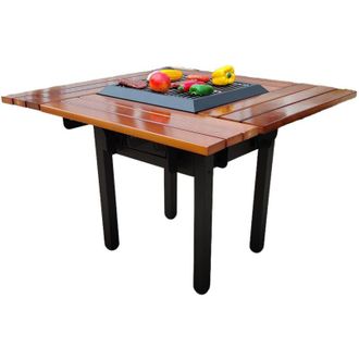 Purline Table de barbecue avec gril et plateau en bois