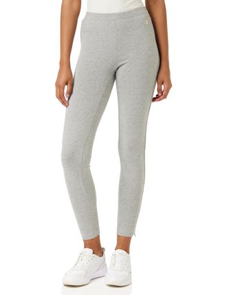 Champion Damen Legacy American Classics C-Logo Zip Formende Legging, Grigio Melange Chiaro, XS