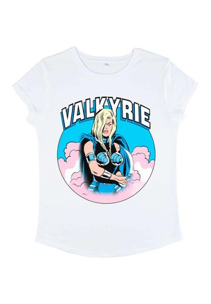 MARVEL Damen Valkyrie Clouds Womens Rolled Sleeve T-shirt, Weiß, M