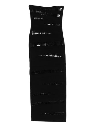 H&eacute;rve L&eacute;ger robe mi-longue Chiara Gown &agrave; sequins - Noir